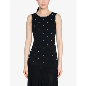 Sandro Rhinestone-embellished Knitted Maxi Dress