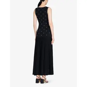 Sandro Rhinestone-embellished Knitted Maxi Dress