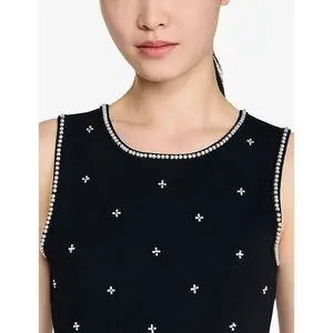 Sandro Rhinestone-embellished Knitted Maxi Dress