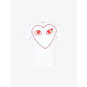 Play Comme Des Garcon Heart-embroidered Wool Cardigan - White