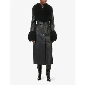 STAND STUDIO Monica Leather And Fur Coat