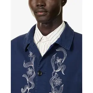 Paul Smith Floral-embroidered Cotton Chore Jacket - Blue