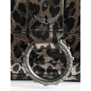 Zadig&Voltaire Leopard-print Metallic-leather Wallet Bag - Silver
