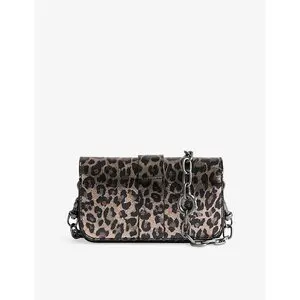 Zadig&Voltaire Leopard-print Metallic-leather Wallet Bag - Silver