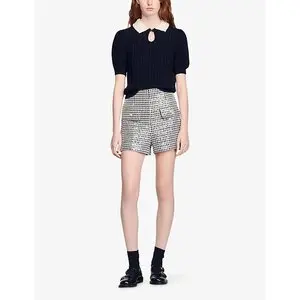 Sandro Embellished-collar Cable-knit Jumper