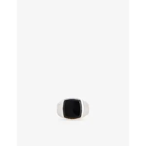 Tom Wood Cushion Polished Ring With Onyx Stone - Silver