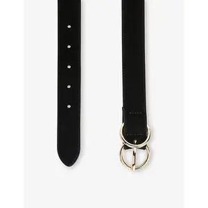 Whistles Double-ring Suede Buckle Belt - Black