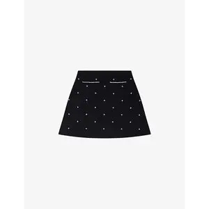 Sandro Rhinestone-embellished Knitted Mini Skirt