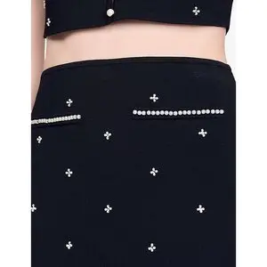 Sandro Rhinestone-embellished Knitted Mini Skirt