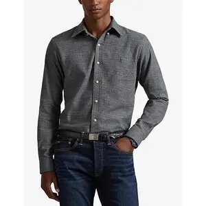 Polo Ralph Lauren Logo-embroidered Custom-fit Plaid Shirt - Grey
