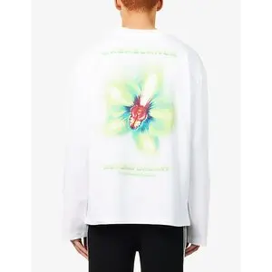 Casablanca Glitch Orchid Printed Cotton T-shirt - White