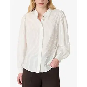 Whistles Animal-textured Stand-collar Woven Shirt - Cream