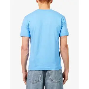 Play Comme Des Garcon Small Heart-embroidered Cotton T-shirt - Blue