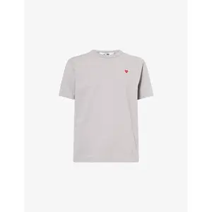 Play Comme Des Garcon Small Heart-embroidered Cotton T-shirt - Gray