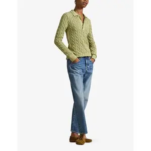 Polo Ralph Lauren Brand-embroidered Cable-knit Cotton Jumper - Light Olive