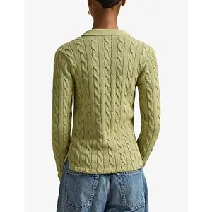 Polo Ralph Lauren Brand-embroidered Cable-knit Cotton Jumper - Light Olive