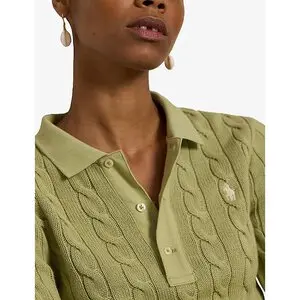 Polo Ralph Lauren Brand-embroidered Cable-knit Cotton Jumper - Light Olive