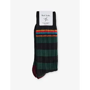 Paul Smith Mesnil Striped Cotton-blend Socks - Black