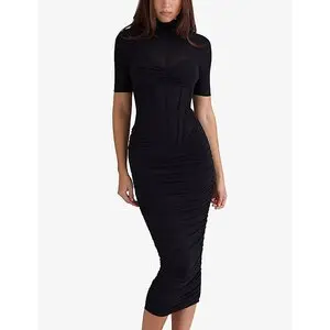 House Of Cb Stretch-mesh Midi Dress