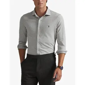 Polo Ralph Lauren Houndstooth Logo-embroidered Cotton-jersey Shirt - Cream