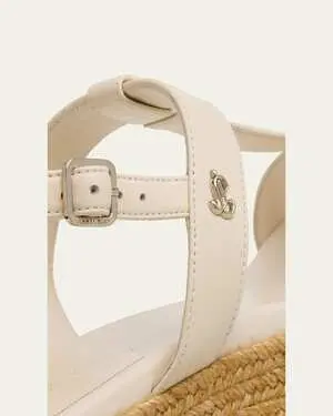 JIMMY CHOO Theia 60 Leather Espadrille Wedge Sandals