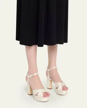 JIMMY CHOO 80mm Heloise Satin Platform Sandals