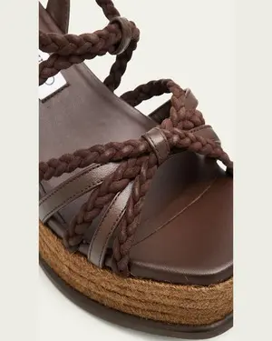 JIMMY CHOO 60mm Nyra Leather Espadrille Wedge Sandals