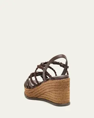 JIMMY CHOO 60mm Nyra Leather Espadrille Wedge Sandals