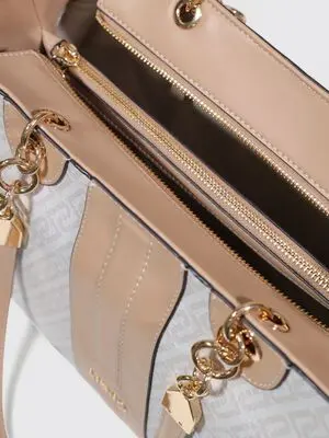 Liu Jo Monogram Shoulder Bag With Chain Strap - Cream