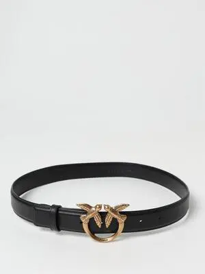 Pinko Pinko Leather Belt With Bird Buckle Black