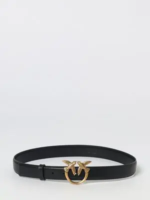 Pinko Leather Belt With Bird Buckle - Black