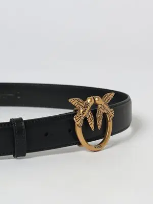 Pinko Leather Belt With Bird Buckle - Black