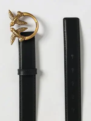 Pinko Leather Belt With Bird Buckle - Black