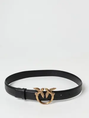 Pinko Leather Belt With Bird Buckle - Black