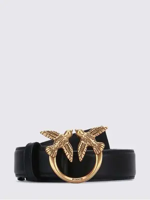 Pinko Leather Belt With Bird Buckle - Black