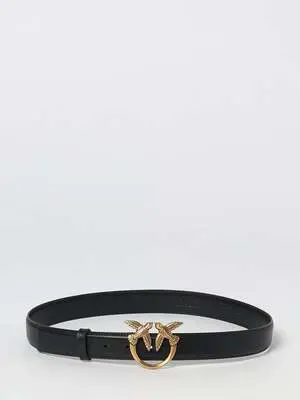 Pinko Leather Belt With Bird Buckle - Black