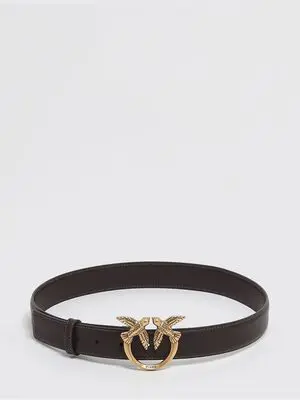 Pinko Leather Belt With Bird Buckle - Brown