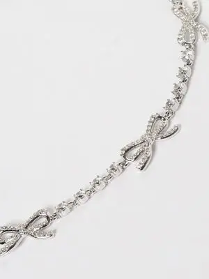 SELF-PORTRAIT Jewel Embellished Bow Necklace - Silver