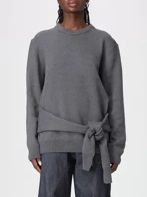 JW Anderson Knit Sweater With Tie Detail - Grey
