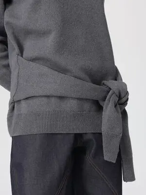 JW Anderson Knit Sweater With Tie Detail - Grey