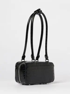 SELF-PORTRAIT Croc Effect Shoulder Bag - Black