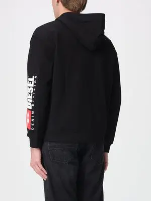 DIESEL® Full Zip Hoodie With Graphic Detail - Black