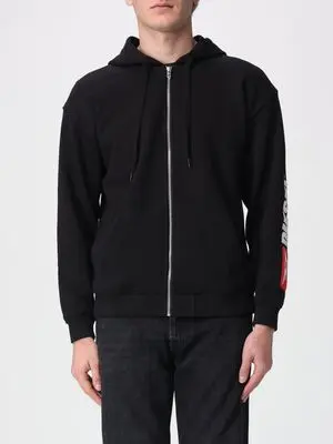 DIESEL® Full Zip Hoodie With Graphic Detail - Black