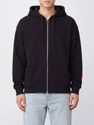 DIESEL® Full Zip Hoodie With Graphic Detail - Black