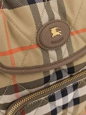 Burberry Horseshoe Quilted Vintage Check Nylon Backpack - Sand