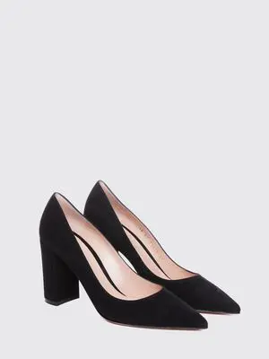 GIANVITO ROSSI Piper Suede Court Shoes With Almond Toe And Block Heel