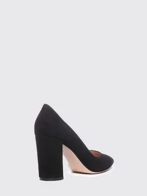 GIANVITO ROSSI Piper Suede Court Shoes With Almond Toe And Block Heel