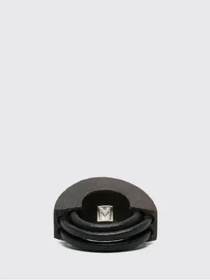 MONIES Sculptural Wood And Leather Ring - Ebony