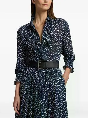 Ralph Lauren Ruffle-trim Geometric-print Addison Shirt - Blue