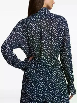 Ralph Lauren Ruffle-trim Geometric-print Addison Shirt - Blue